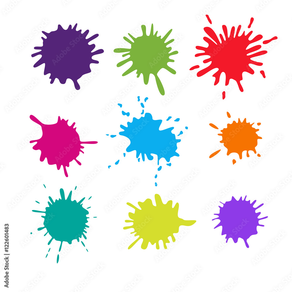 Collection of paint splash. Vector set brush strokes. Isolated on white ...