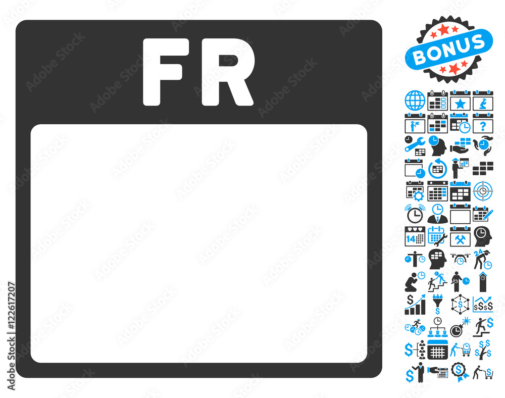 Friday Calendar Page pictograph with bonus calendar and time management ...