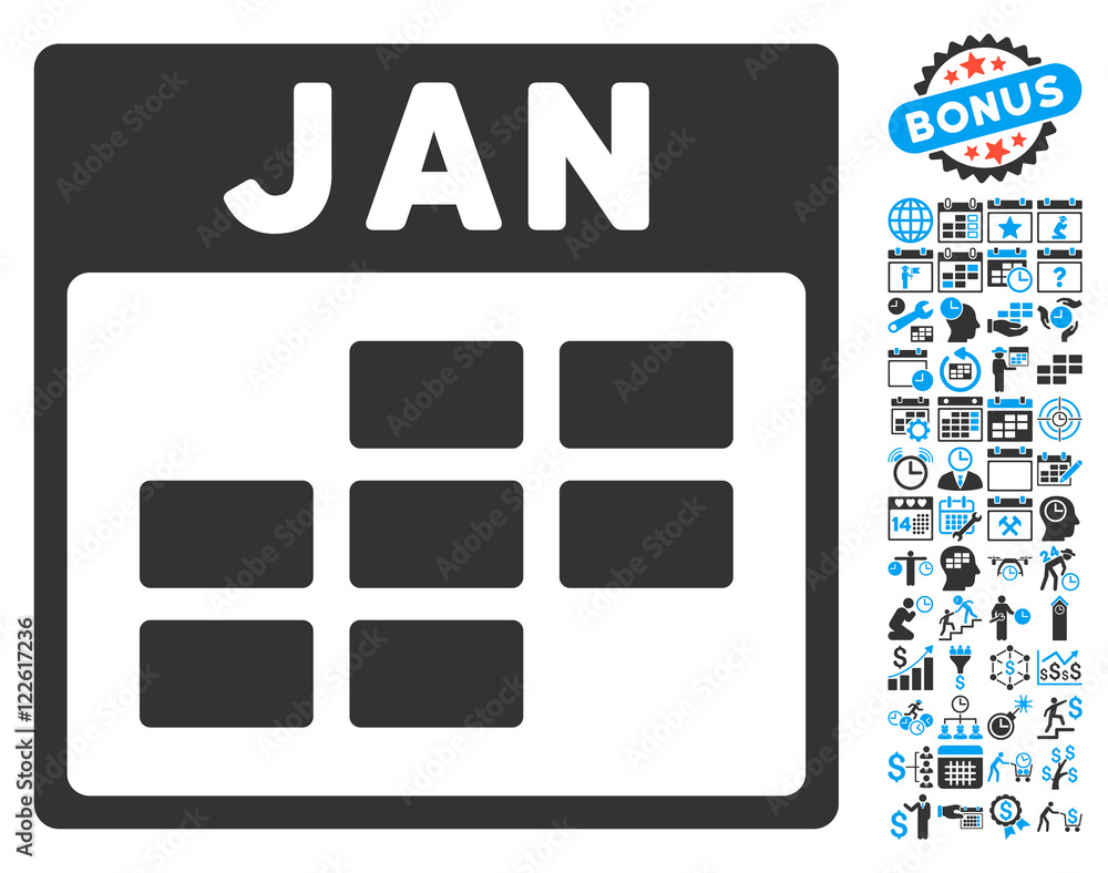 January Calendar Page icon with bonus calendar and time management ...