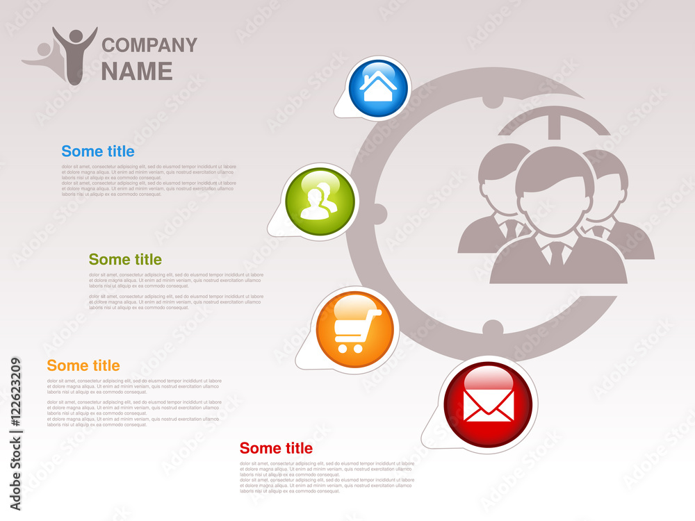 Vector profile of company. Infographic template. Symbol of businessmen ...