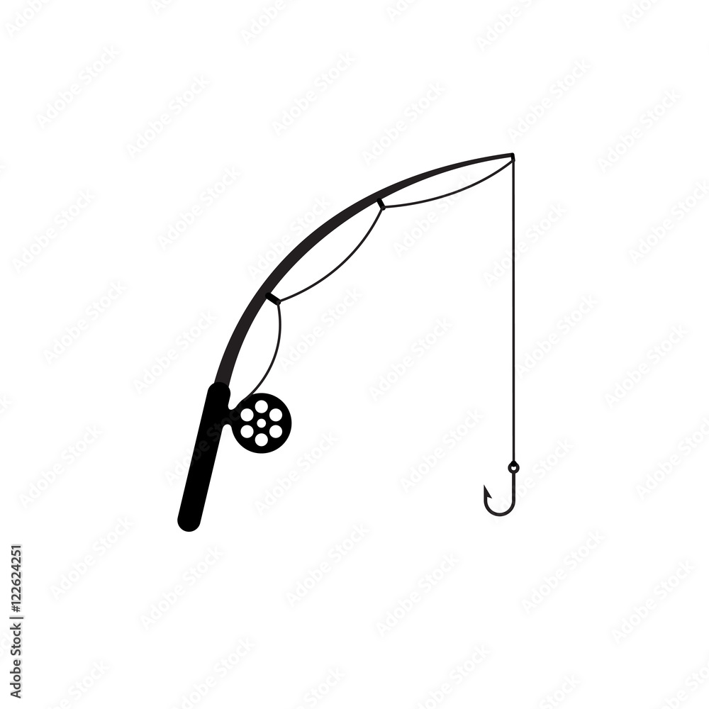 Fishing rod simple silhouette icon. Stock Vector | Adobe Stock