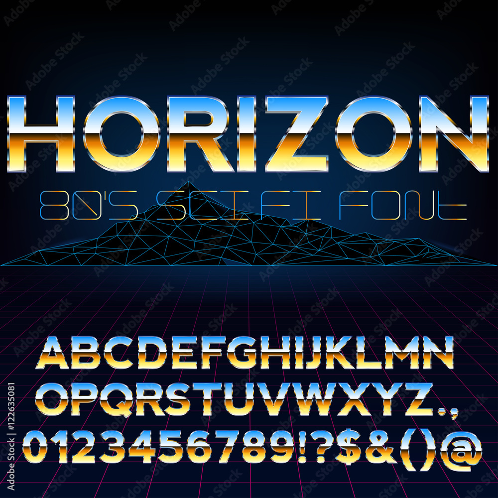 Bright metal font Stock Vector | Adobe Stock