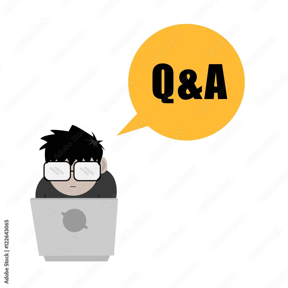 Nerd Guy with Question and Answer Bubble Speech Stock Vector | Adobe Stock