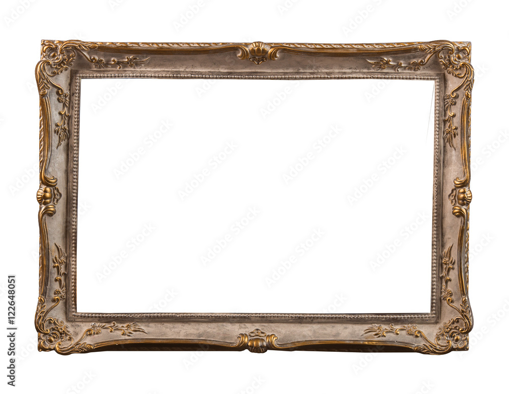 plaster frames for a picture, a photo, and a mirror isolated on white ...