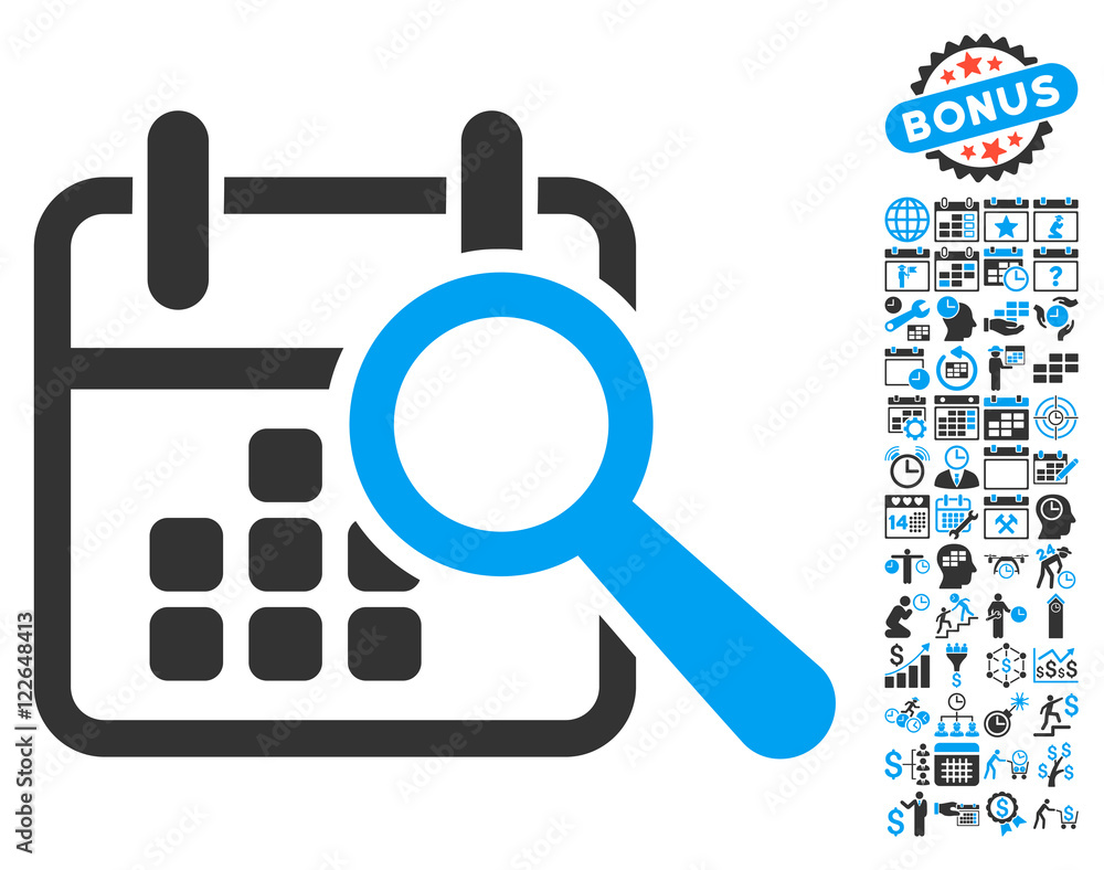 Find Date pictograph with bonus calendar and time management icon set ...