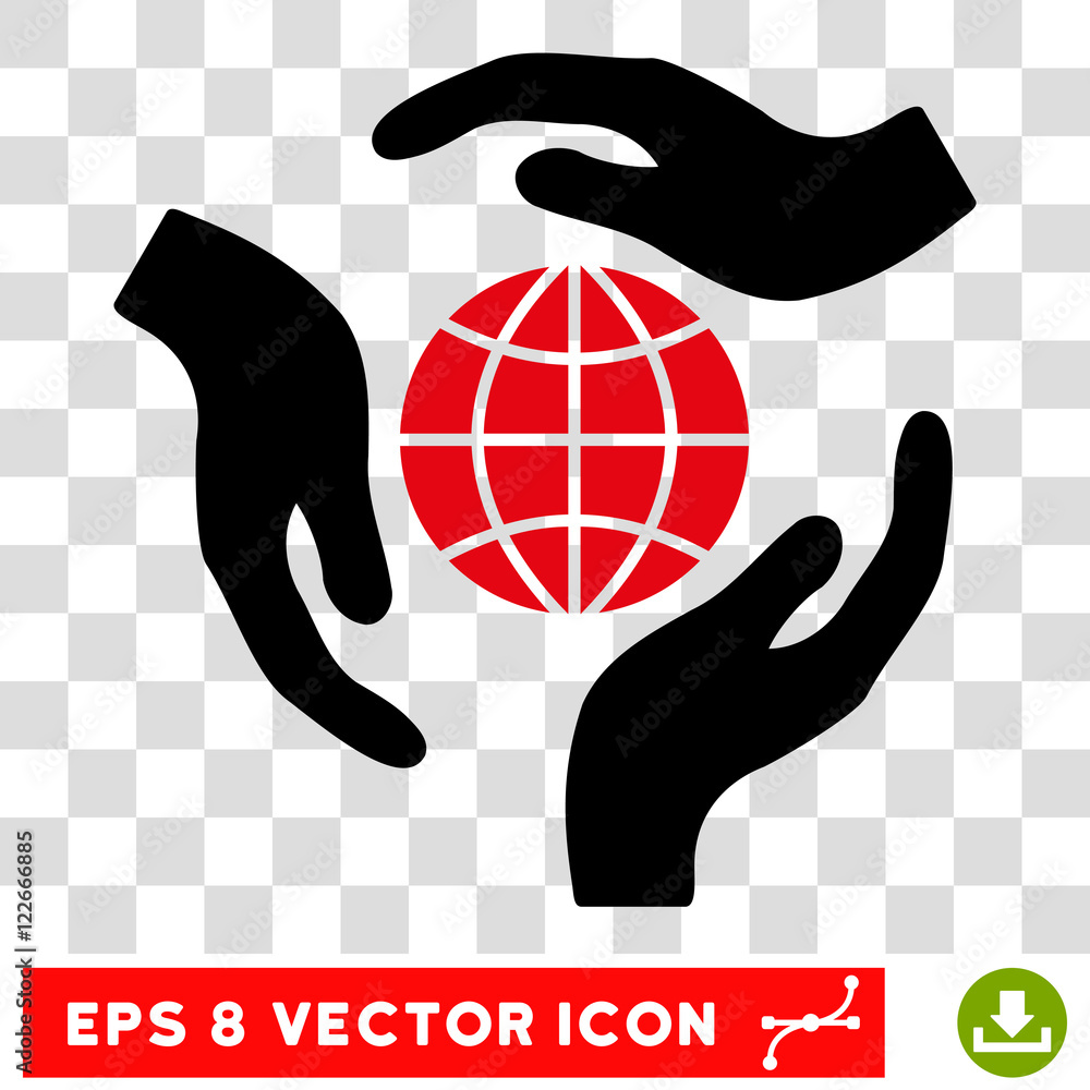 Vector Global Protection Hands EPS vector icon. Illustration style is ...