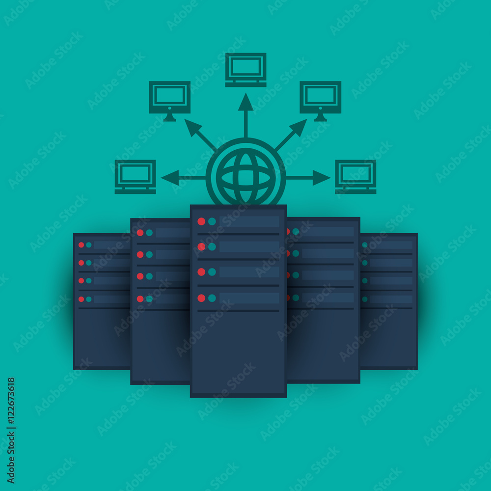 flat design data center related icons image vector illustration Stock ...