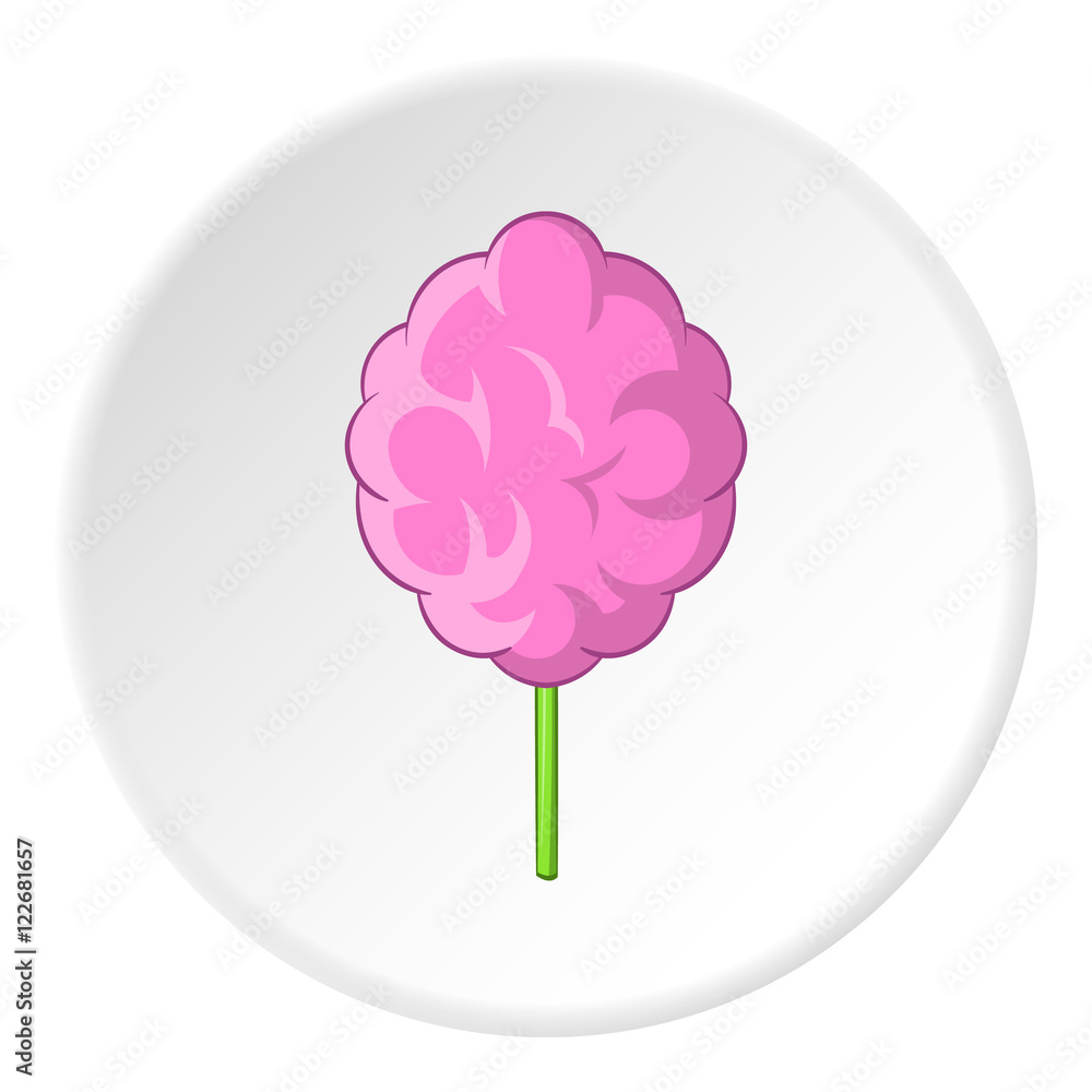 Cotton candy icon in cartoon style isolated on white circle background ...