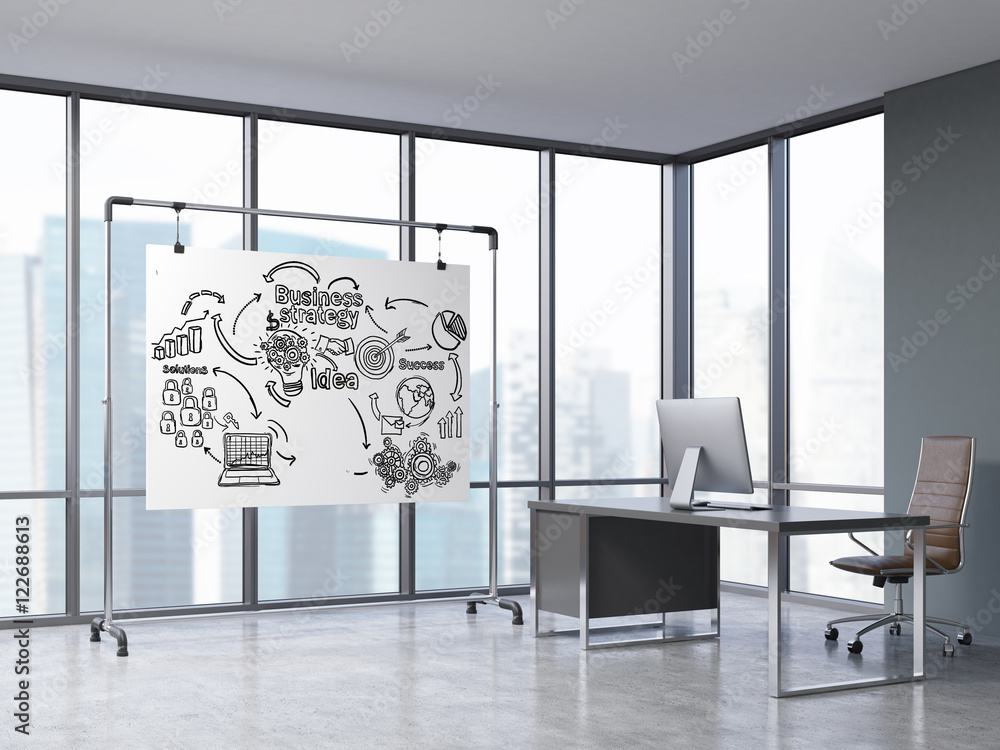 CEO office with whiteboard and sketch Stock Illustration | Adobe Stock