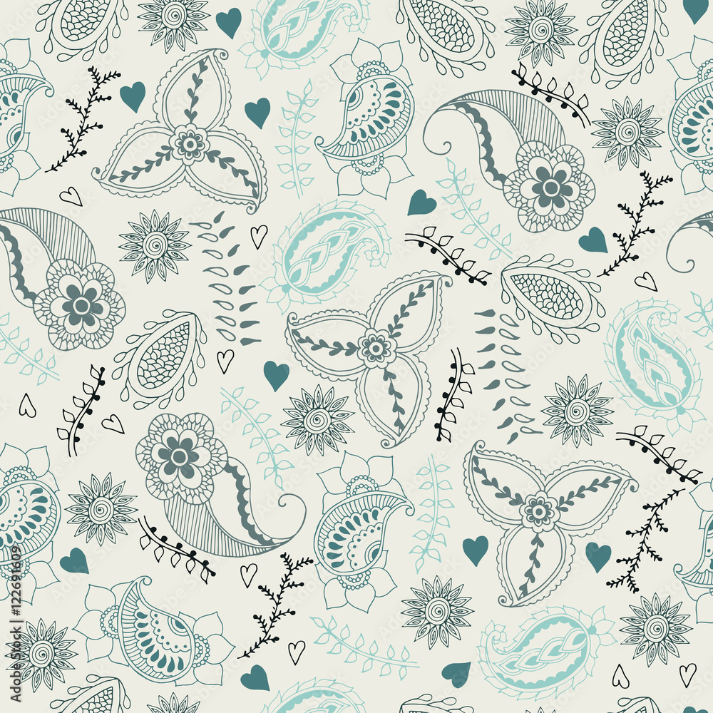 Vector paisley pattern. Seamless texture, Hand drawn illustration. All ...