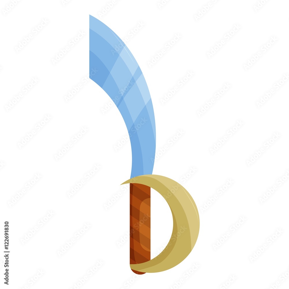 Scimitar sword icon in cartoon style isolated on white background ...