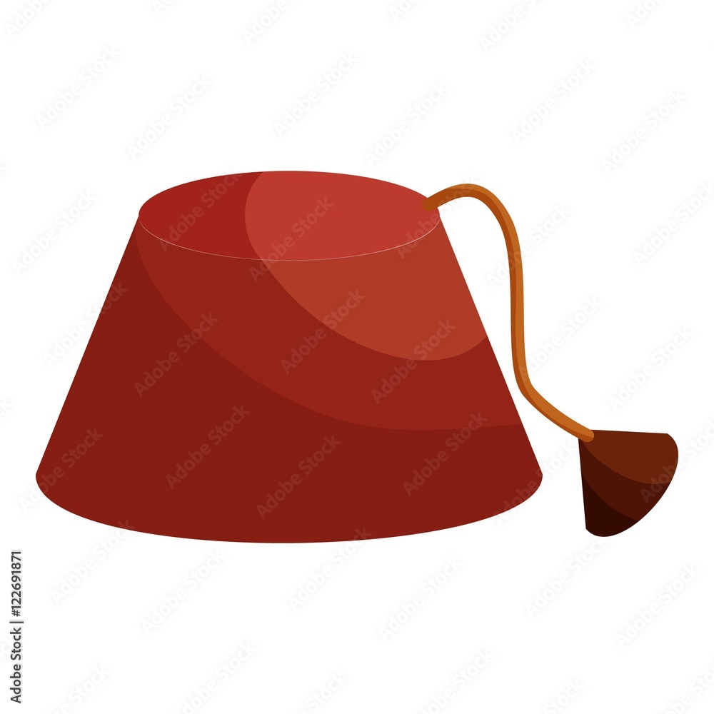 Turkish hat, fez icon in cartoon style isolated on white background ...