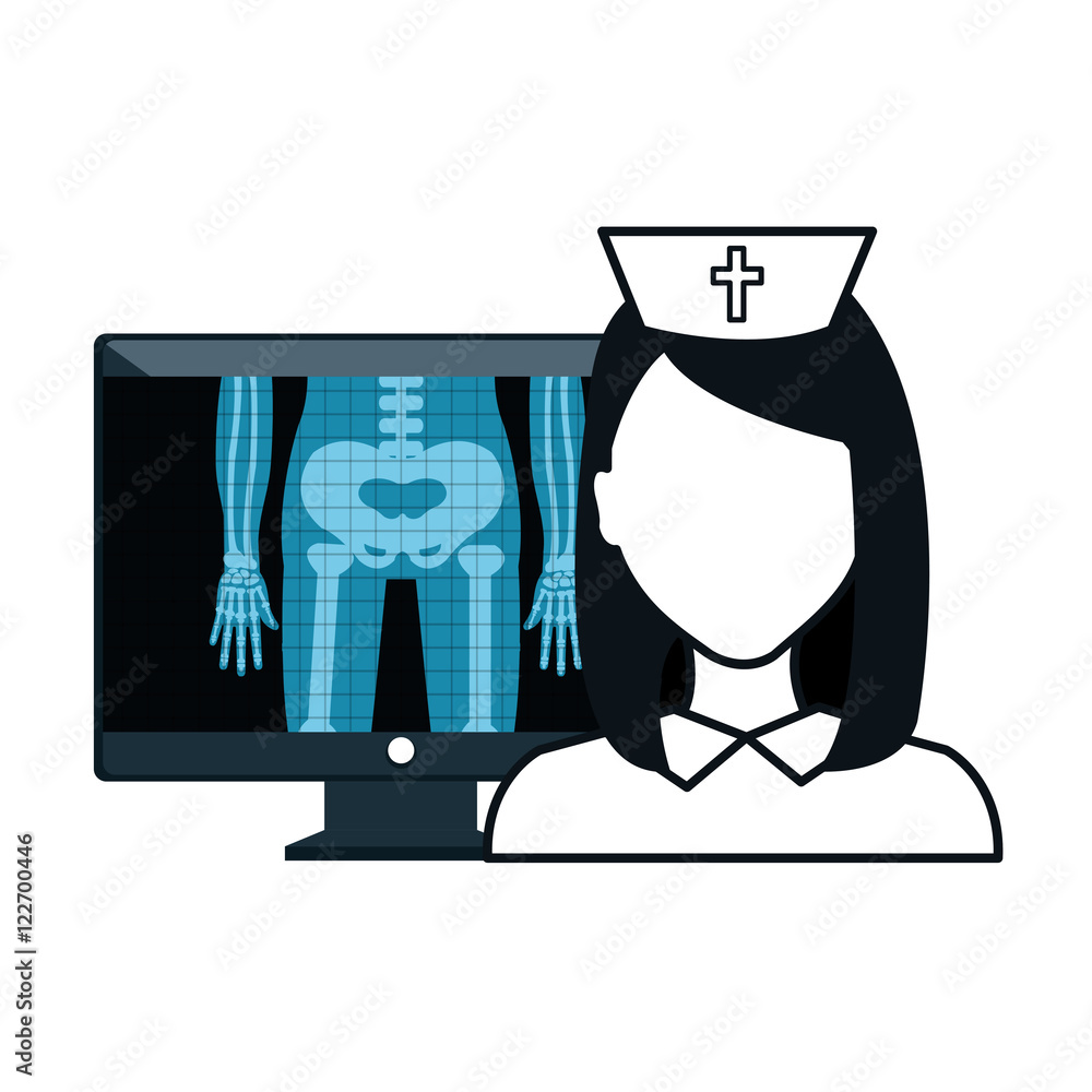 X ray digital medical healthcare radiology and avatar woman nurse ...