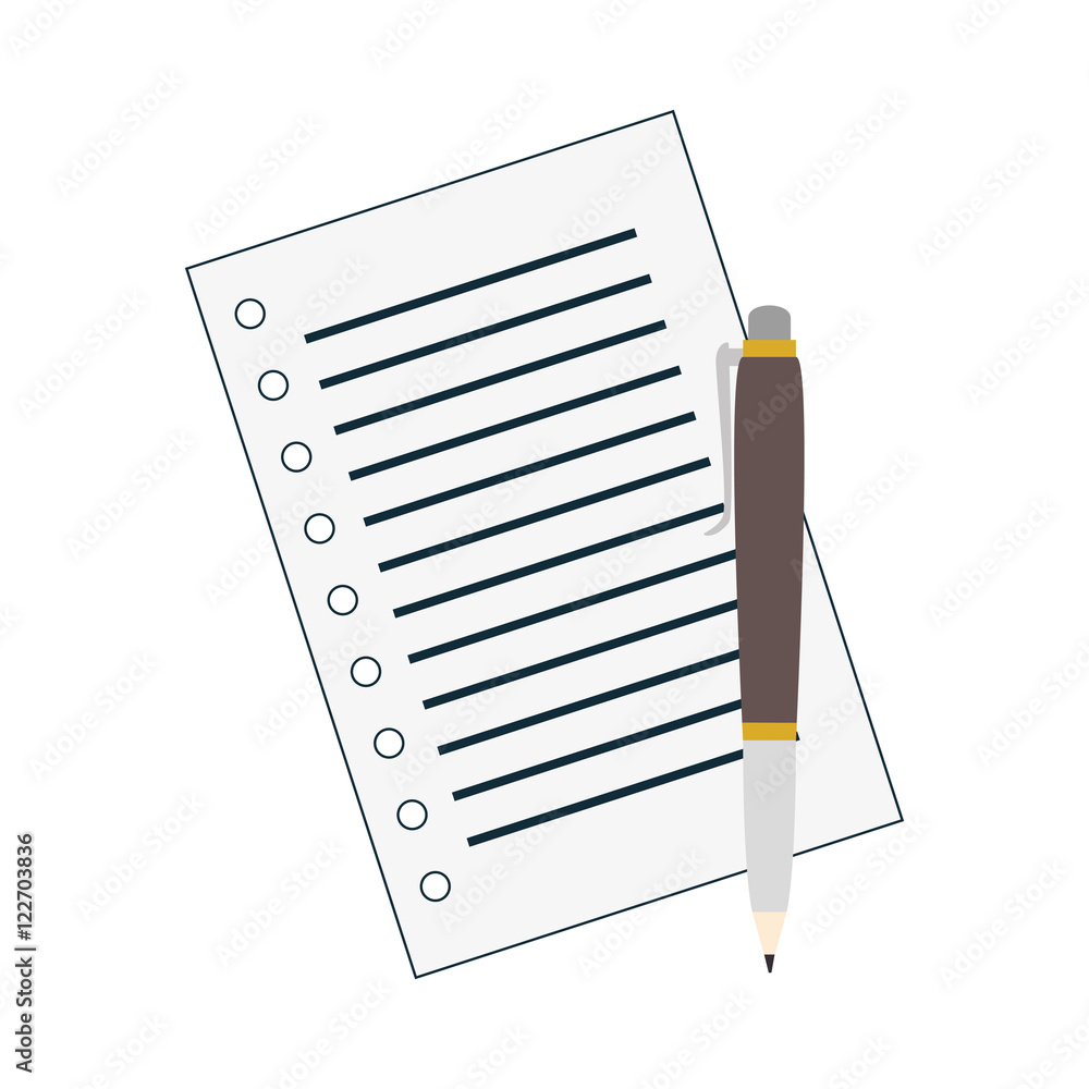 paper sheet and luxury pen object. vector illustration Stock Vector ...