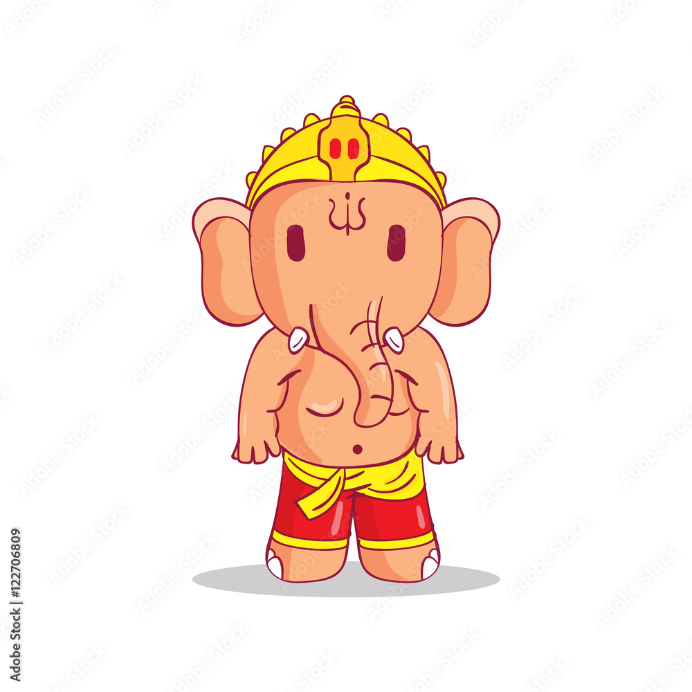 Illustration of little cartoon Ganesha Stock Vector | Adobe Stock