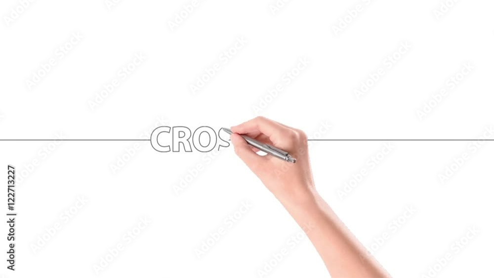 Hand drawing label crossover. An animated line drawing. The style ...