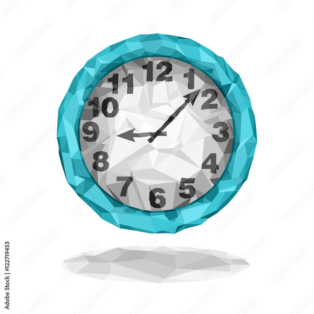 Isolated low poly blue clock Stock Vector | Adobe Stock