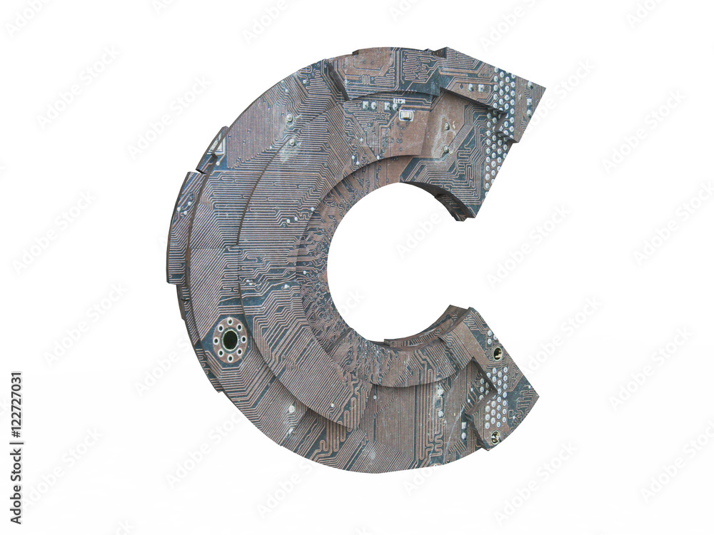 Hi-Tech Letter C in 3D Stock Illustration | Adobe Stock