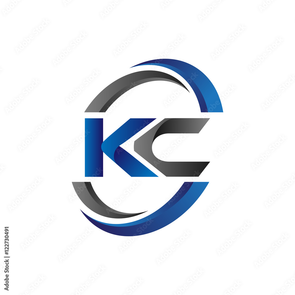 Simple Modern Initial Logo Vector Circle Swoosh kc vector de Stock ...