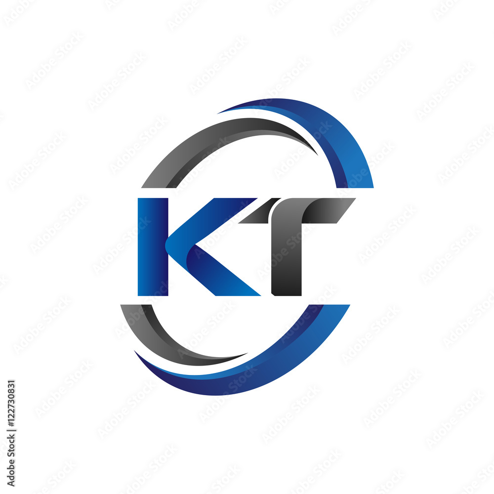 Simple Modern Initial Logo Vector Circle Swoosh kt Stock Vector | Adobe ...