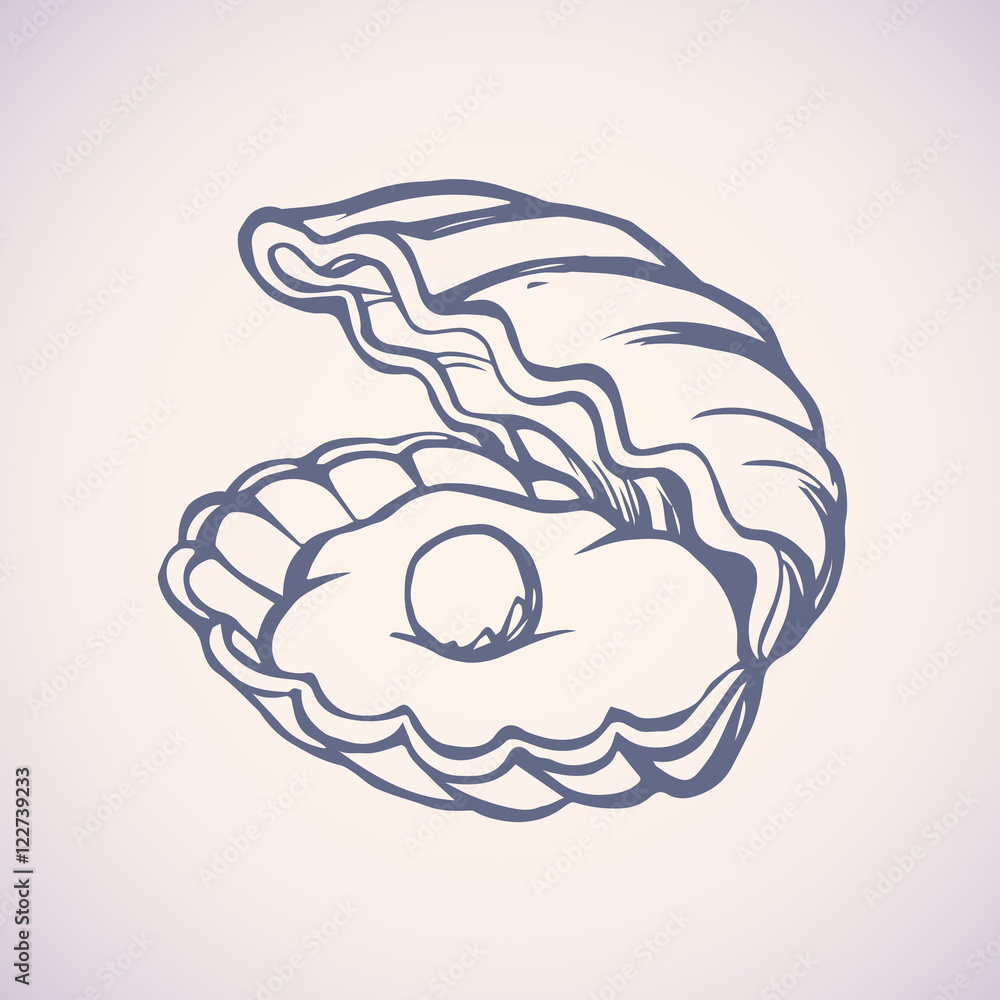 Pearl in shell. Vector drawing Stock Vector | Adobe Stock
