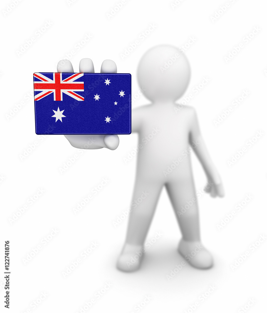 Man and Australian flag. Image with clipping path Stock Illustration ...
