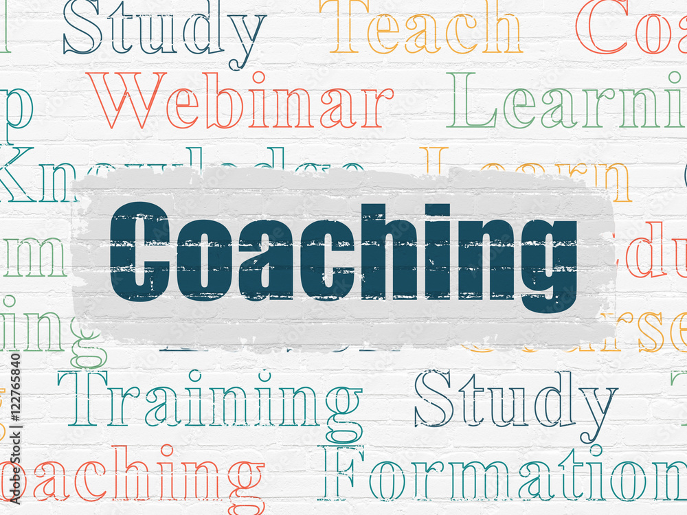 Education concept: Coaching on wall background Stock Illustration ...