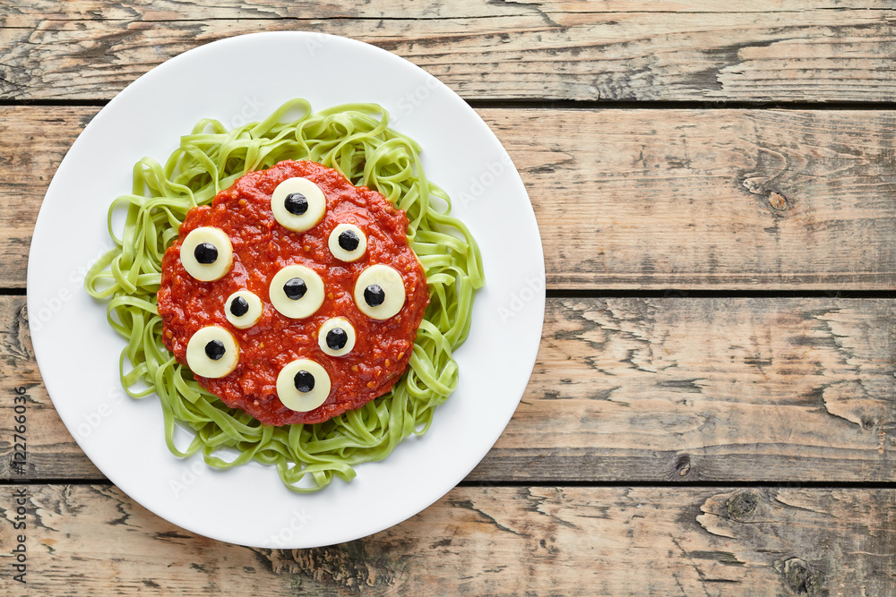 Scary halloween monster green spaghetti pasta holiday decoration party ...