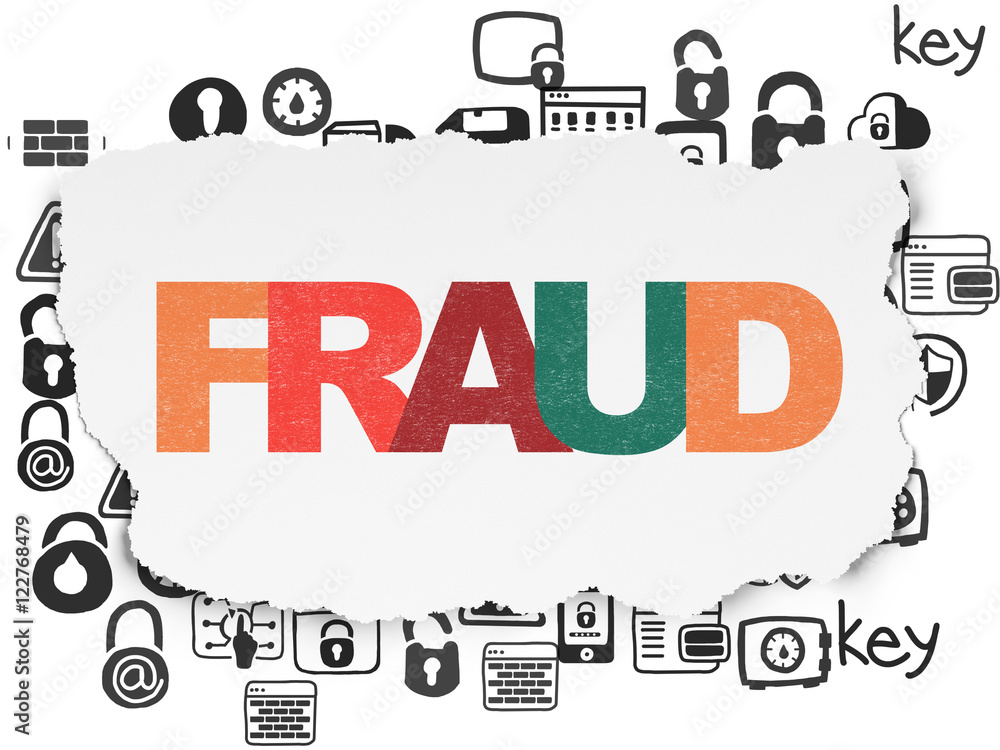 Safety concept: Fraud on Torn Paper background Stock Illustration ...