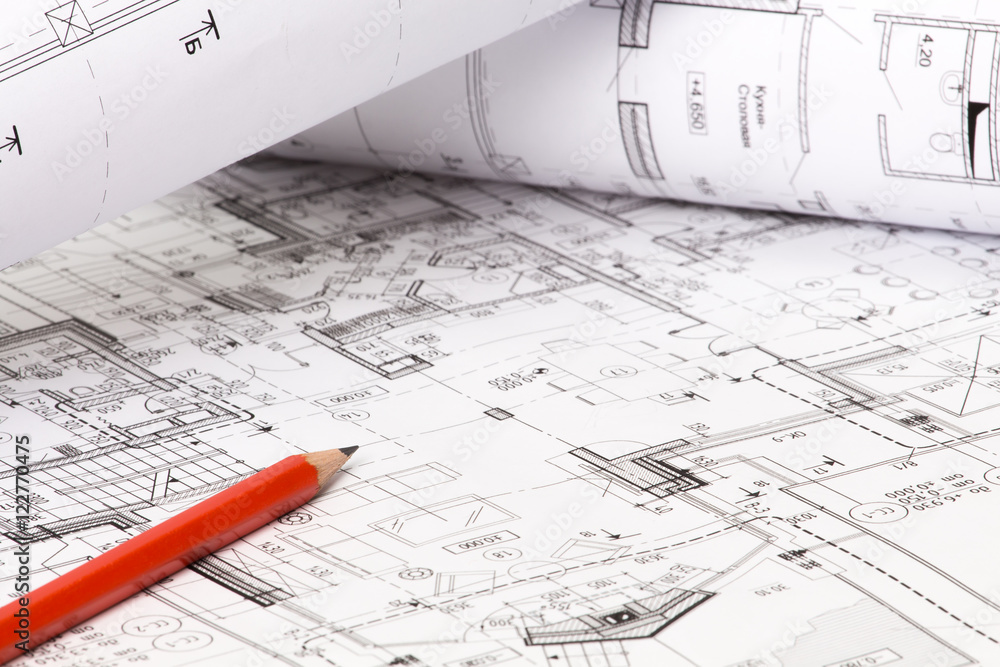 The architectural design of the house on paper Stock Photo | Adobe Stock