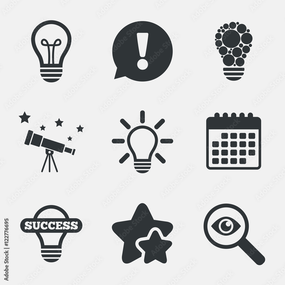 Light lamp icons. Energy saving symbols. Stock Vector | Adobe Stock