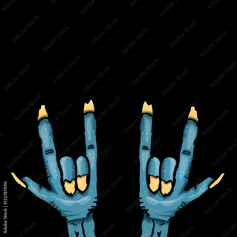 Zombie hand shows rock n roll gesture Stock Vector | Adobe Stock