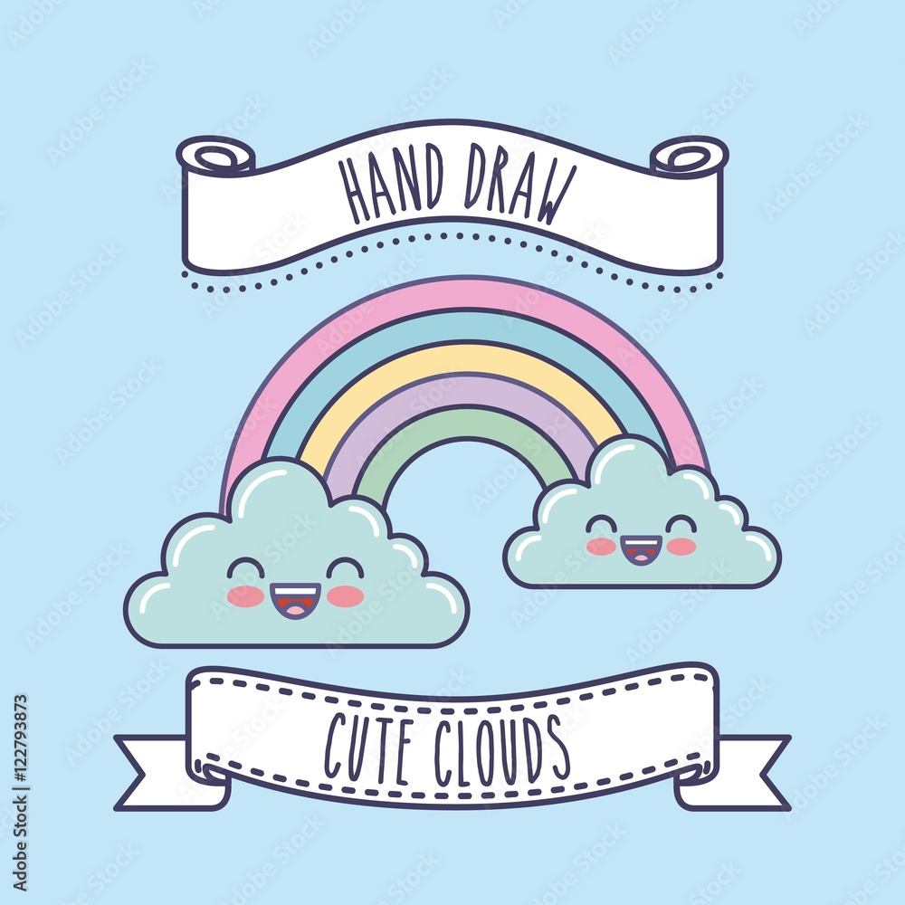 hand draw cute clouds vector illustration design Stock Vector | Adobe Stock