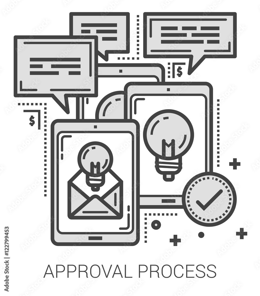 Approval process line icons. Stock Vector | Adobe Stock