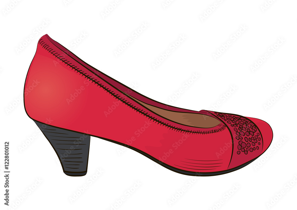 Sketch of women red shoe. Vector-Illustration Stock Vector | Adobe Stock