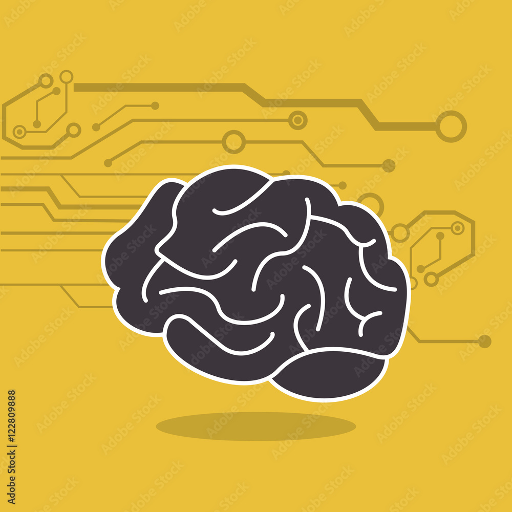 human brain and circuit icon image vector illustration design Stock ...