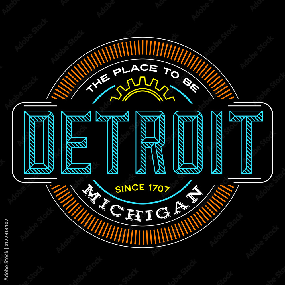 Vecteur Stock detroit, michigan linear logo design for t shirts and ...