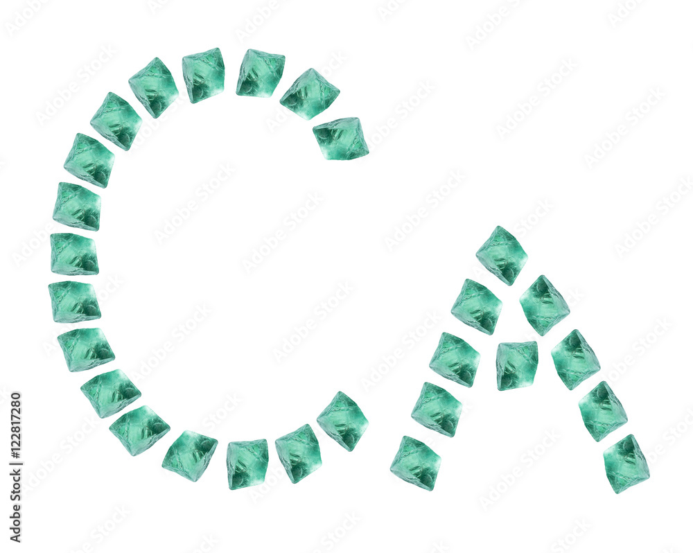 Symbol of Ca chemical element made of isolated transparent pieces of ...
