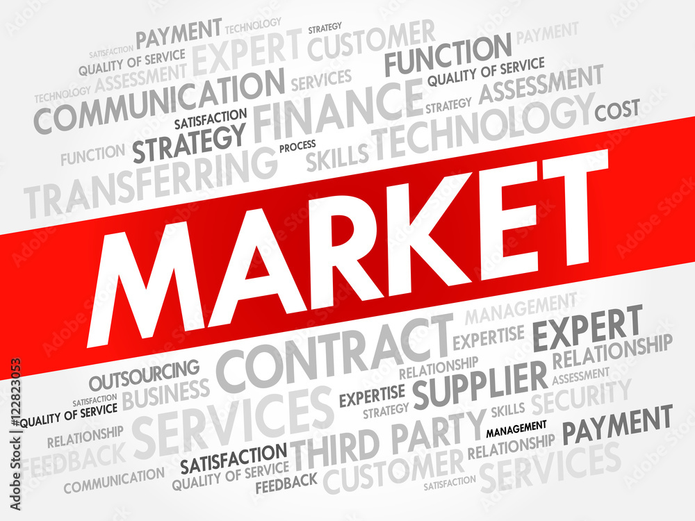 Market word cloud collage, business concept background Stock Vector ...