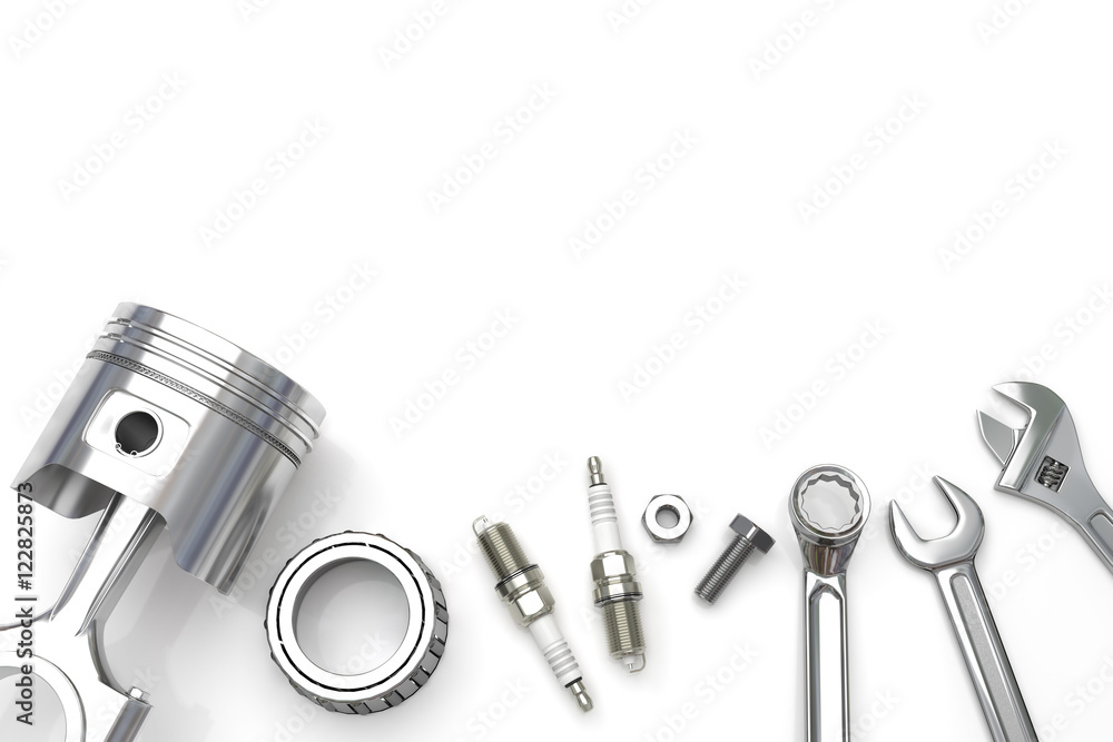 Set of tools on white background, Tools background. 3D illustration ...