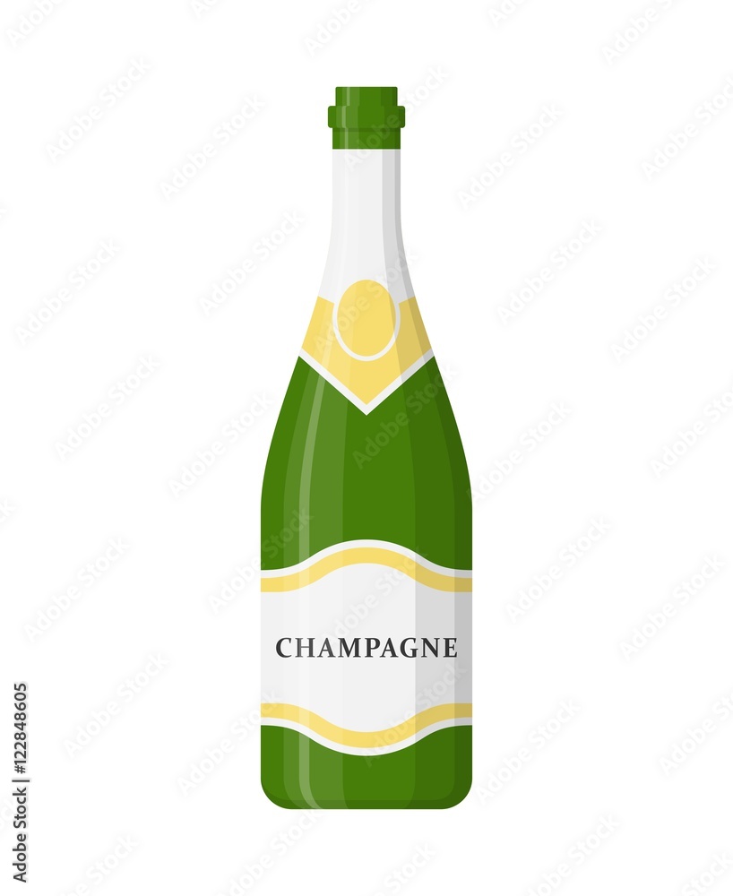 Champagne bottle vector isolated on white background. Alcohol ...