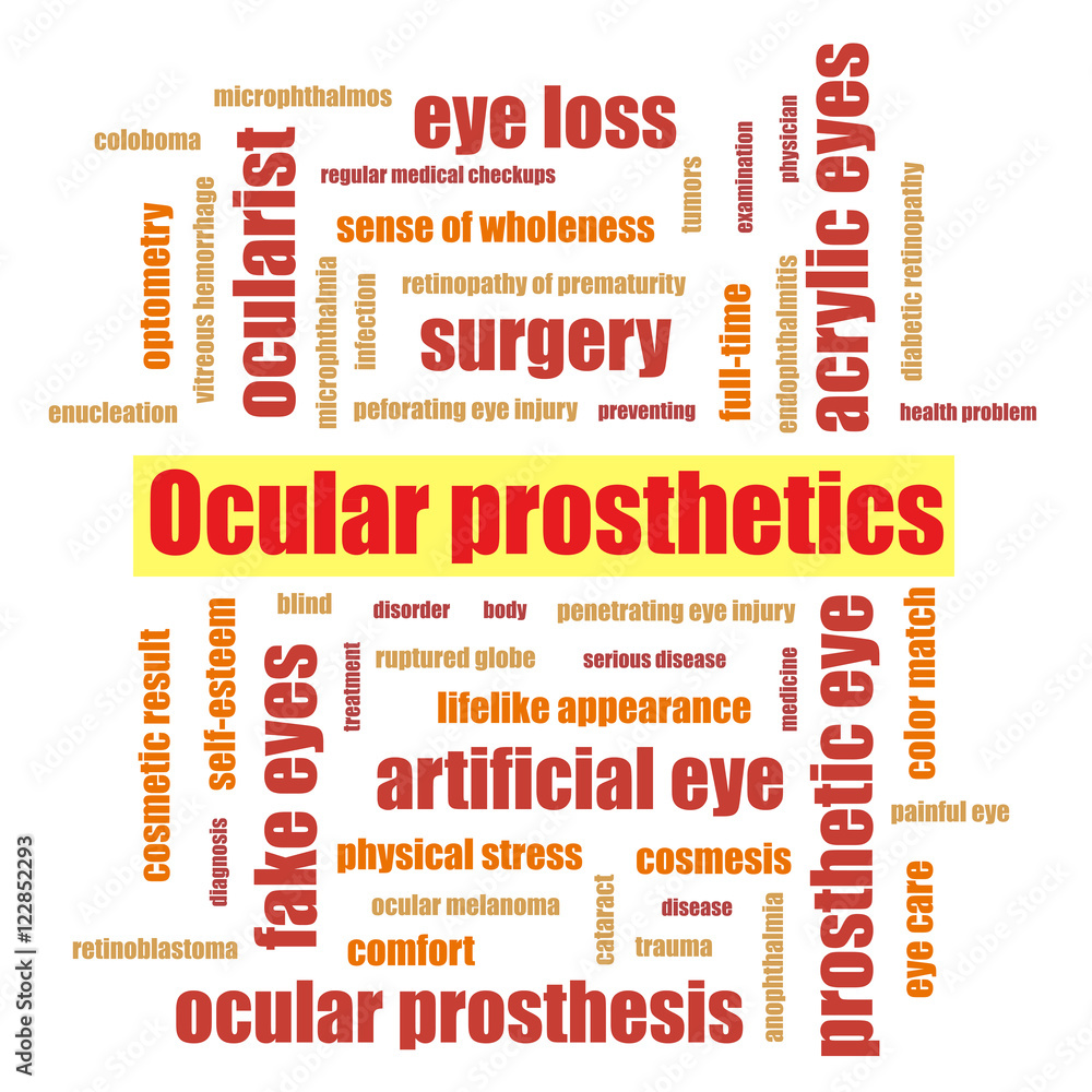 Pediatric Ocular Prostheses word cloud collage illustration. Prosthetic ...