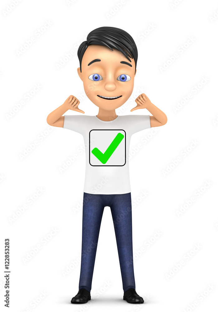 3d man with check mark on a white background Stock 일러스트레이션 | Adobe Stock
