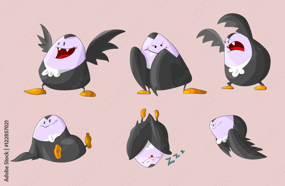 Vecteur Stock Set of vector cartoon cute, fat vampires in different ...