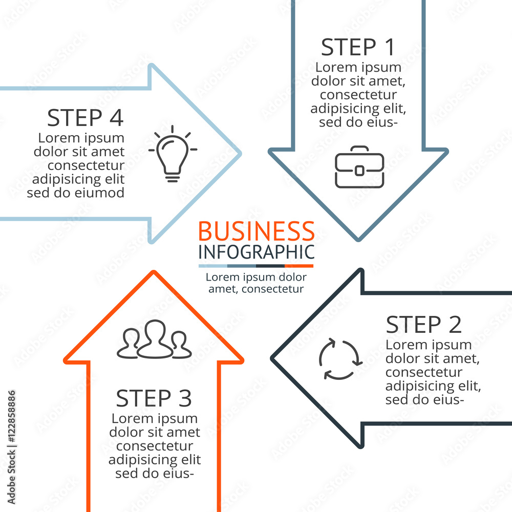 Vector linear arrows infographic, diagram chart, graph presentation ...