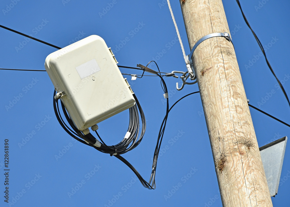 Internet switch and cables outdoors Stock Photo | Adobe Stock