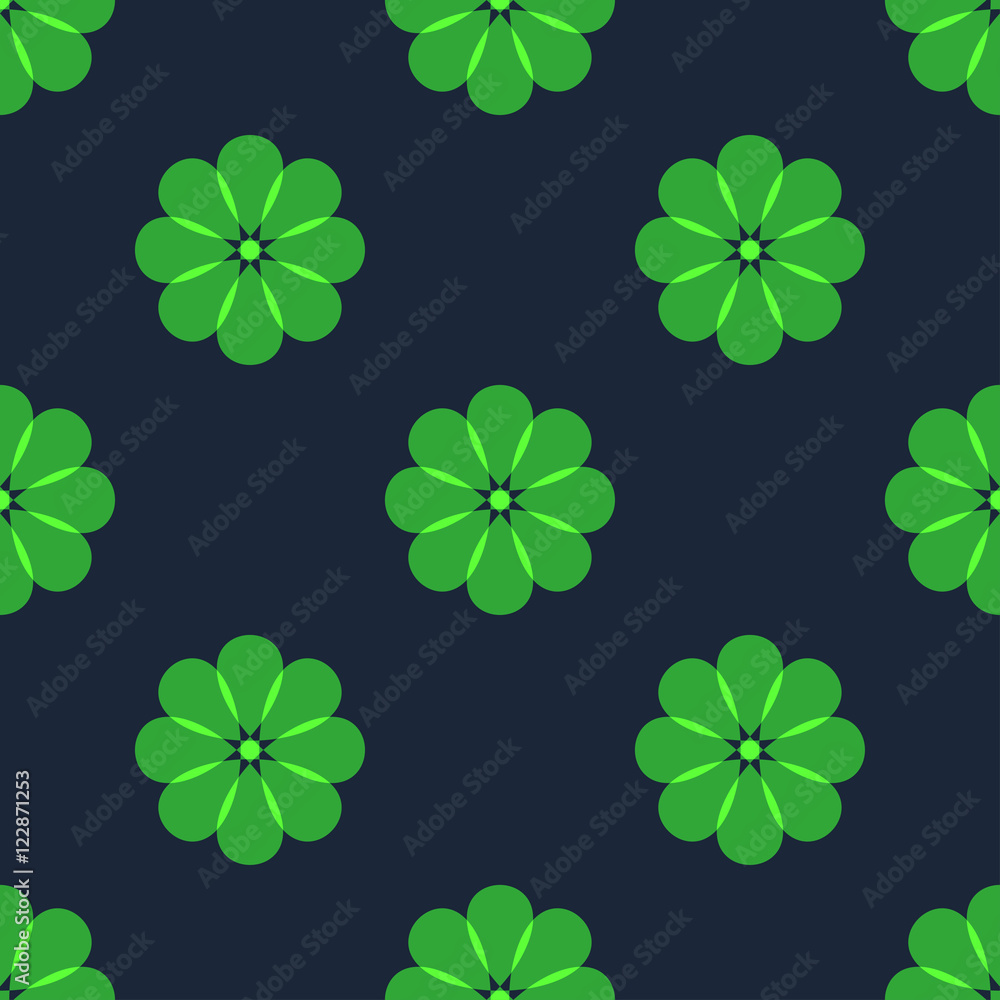 Bright green flowers. black background. Seamless pattern. Vector. eps10 ...