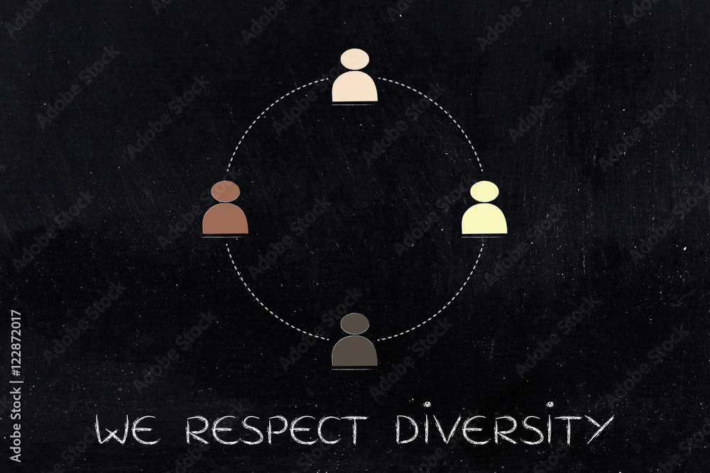 diversity in the workplace: multi ethnic team illustration (circ Stock ...