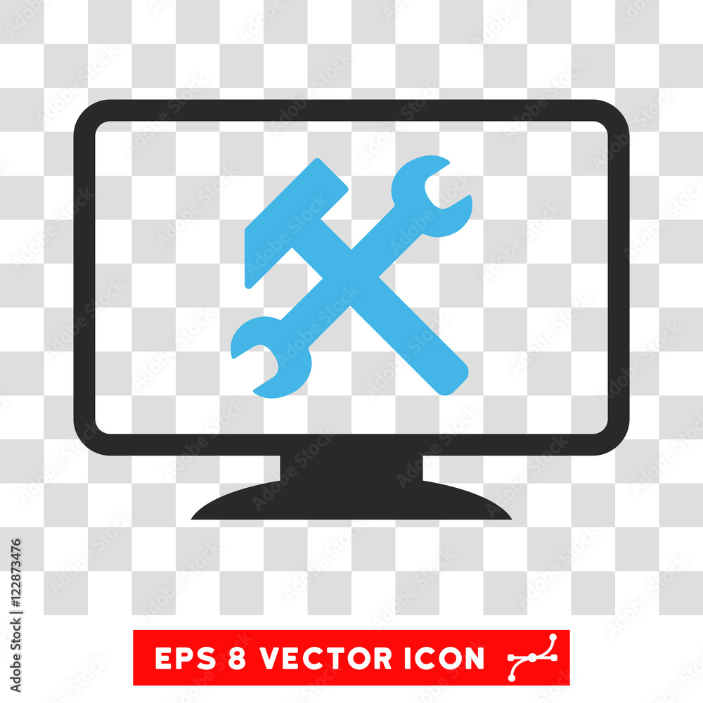 Vector Desktop Settings EPS vector pictograph. Illustration style is ...