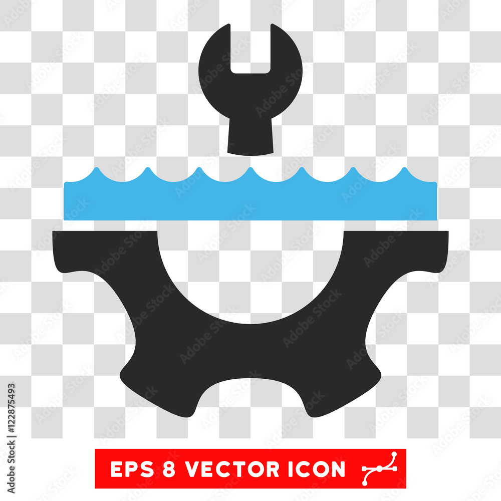 Vector Water Service Gear EPS vector pictograph. Illustration style is ...